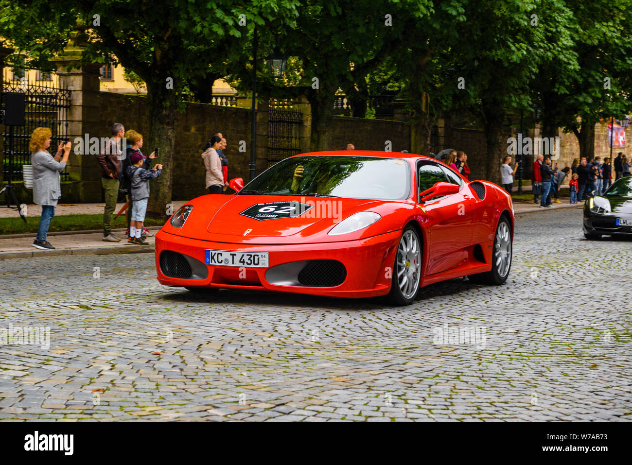 GERMANY, FULDA - JUL 2019: red FERRARI F430 Type F131 coupe is a sports ...