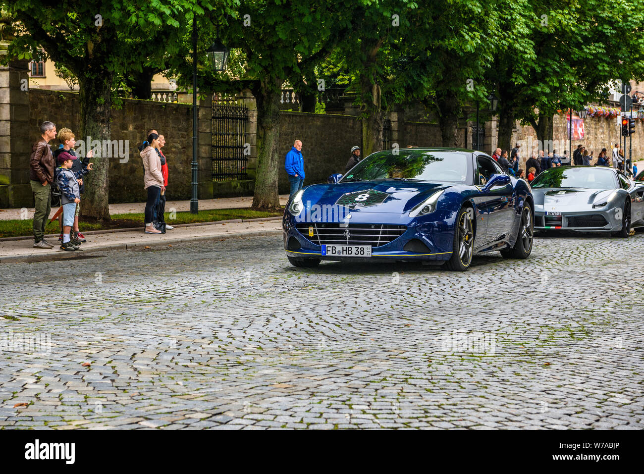 GERMANY, FULDA - JUL 2019: dark blue FERRARI CALIFORNIA Type F149 coupe ...