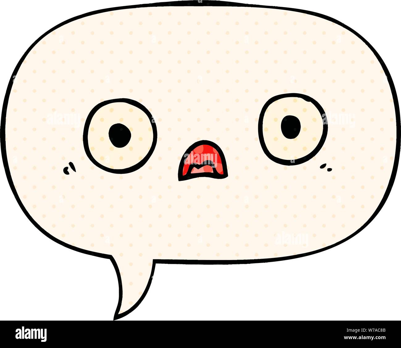 cute cartoon face with speech bubble in comic book style Stock Vector ...