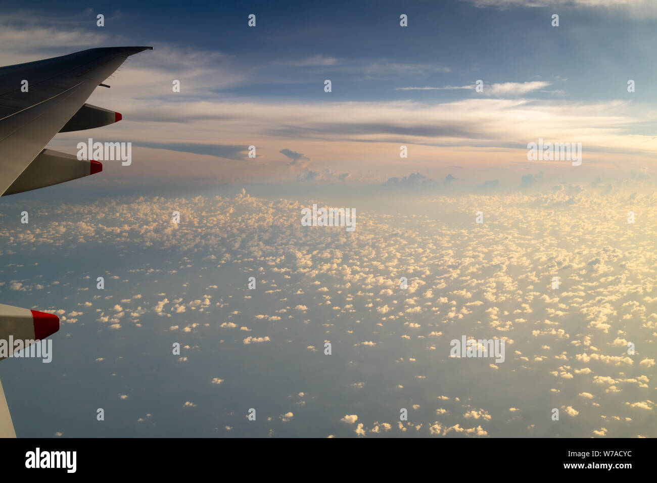 A beautiful sunset as seen through the window of an aeroplane Stock ...