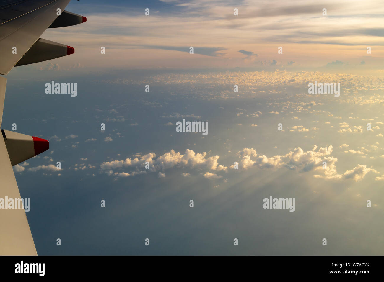 A beautiful sunset as seen through the window of an aeroplane Stock ...