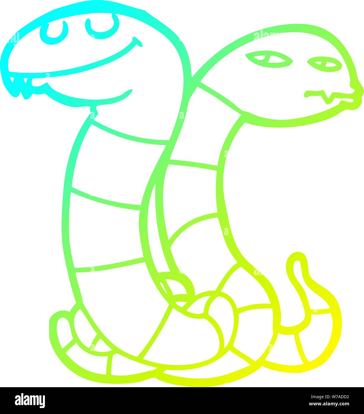 cold gradient line drawing of a cartoon snakes Stock Vector Image & Art ...