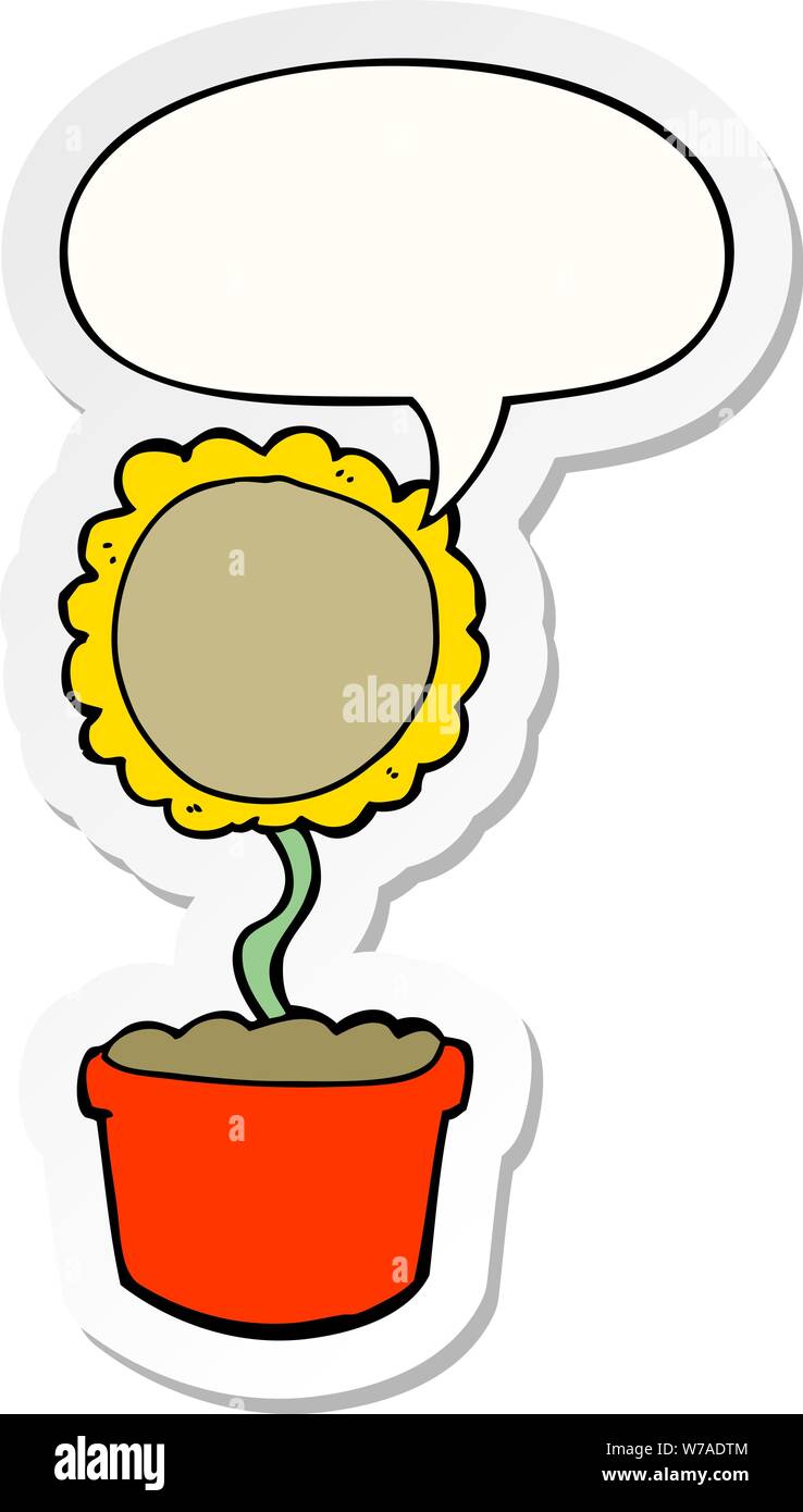 cute cartoon flower with speech bubble sticker Stock Vector Image & Art ...
