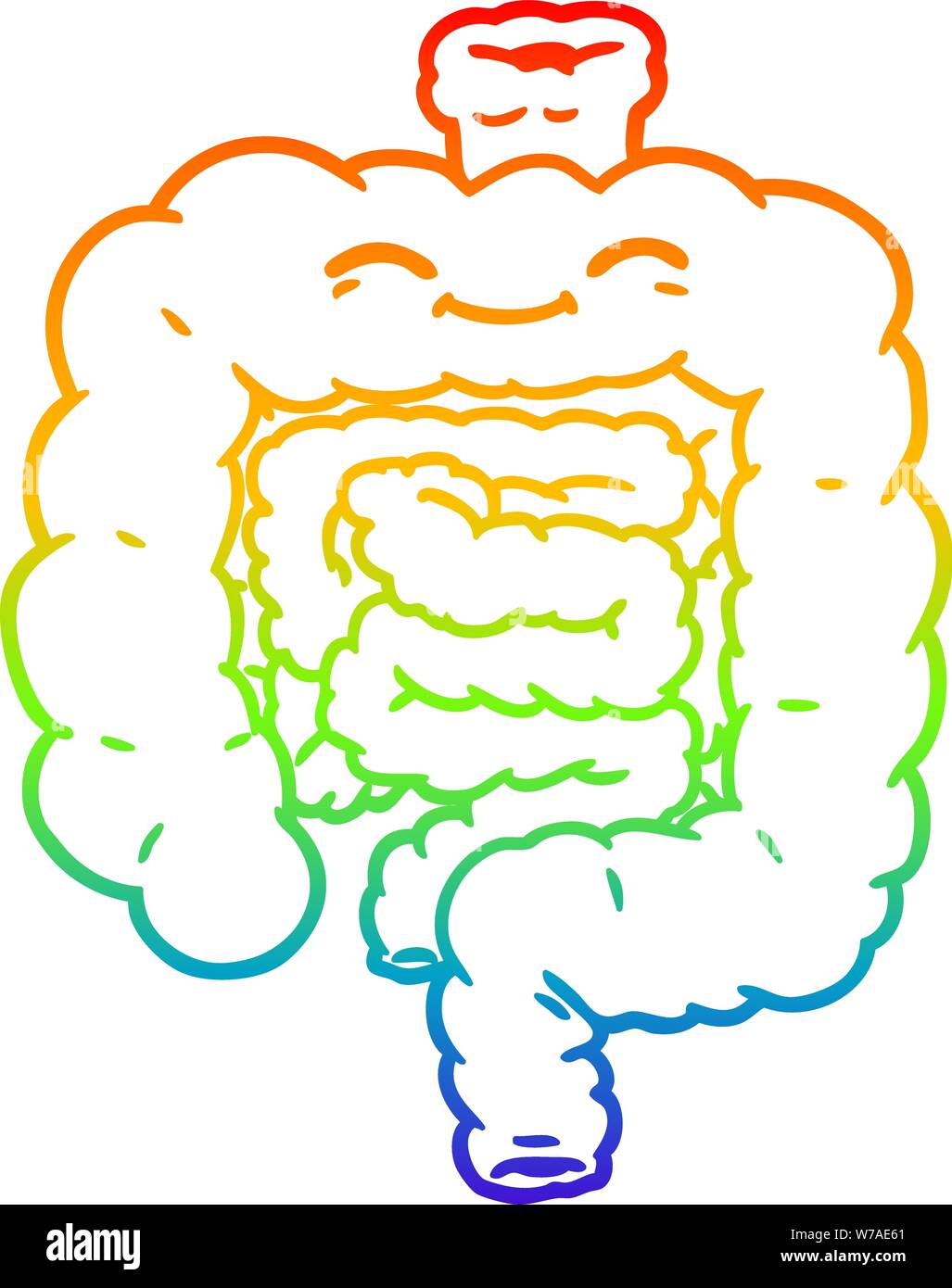 rainbow gradient line drawing of a cartoon intestines Stock Vector ...