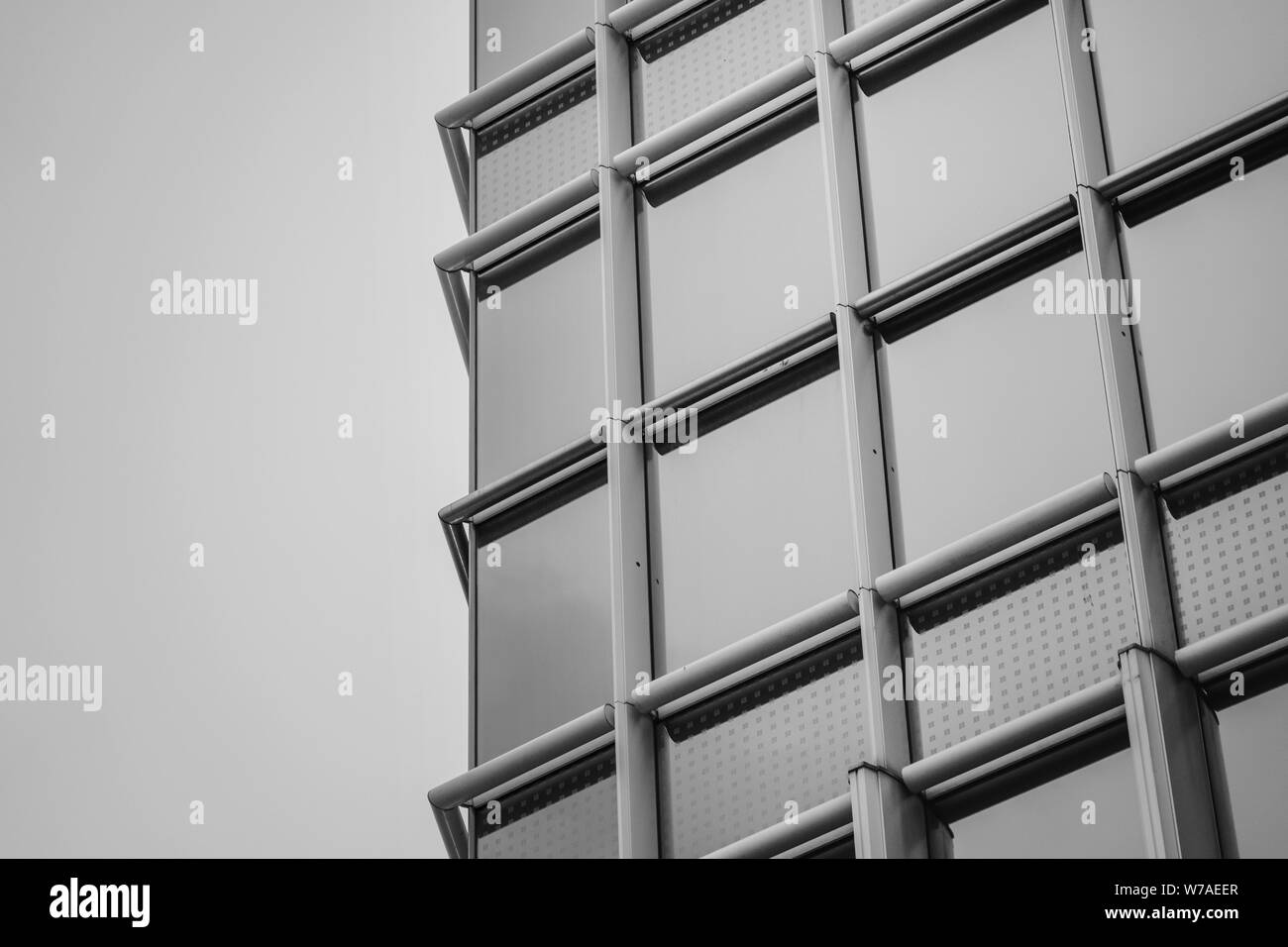 Hong Kong Commercial Building Close Up; Black and White style Stock ...