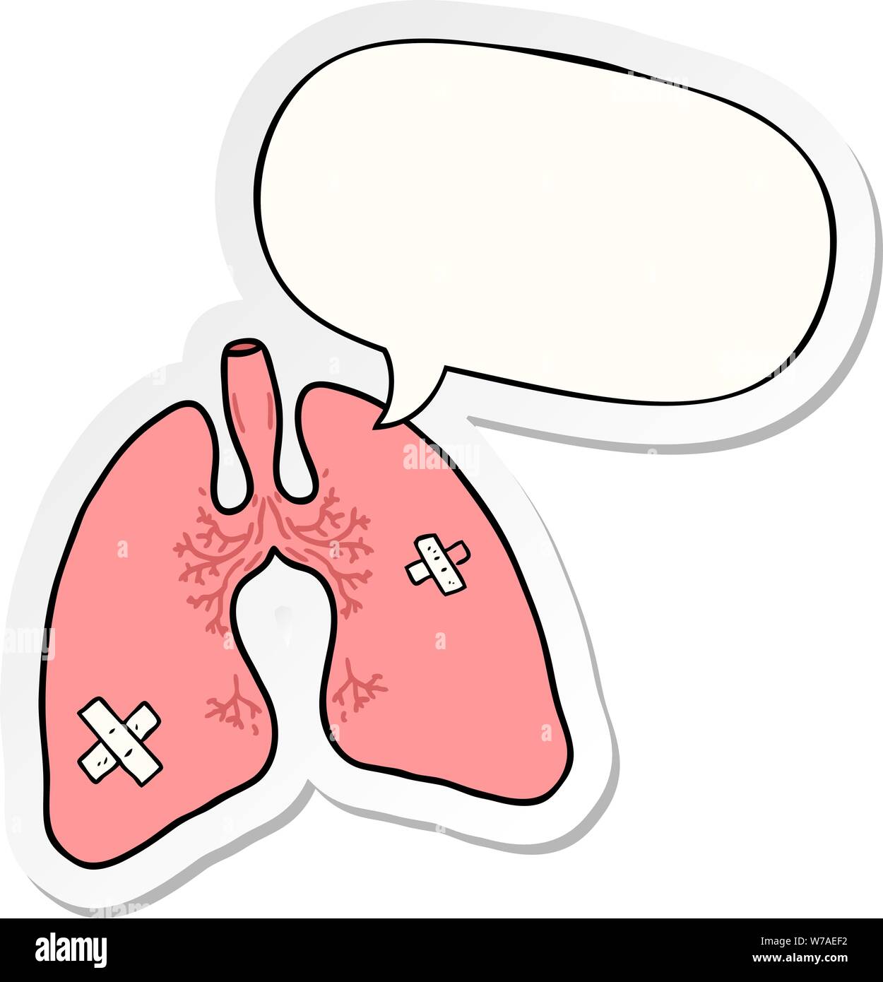 cartoon lungs with speech bubble sticker Stock Vector Image & Art - Alamy