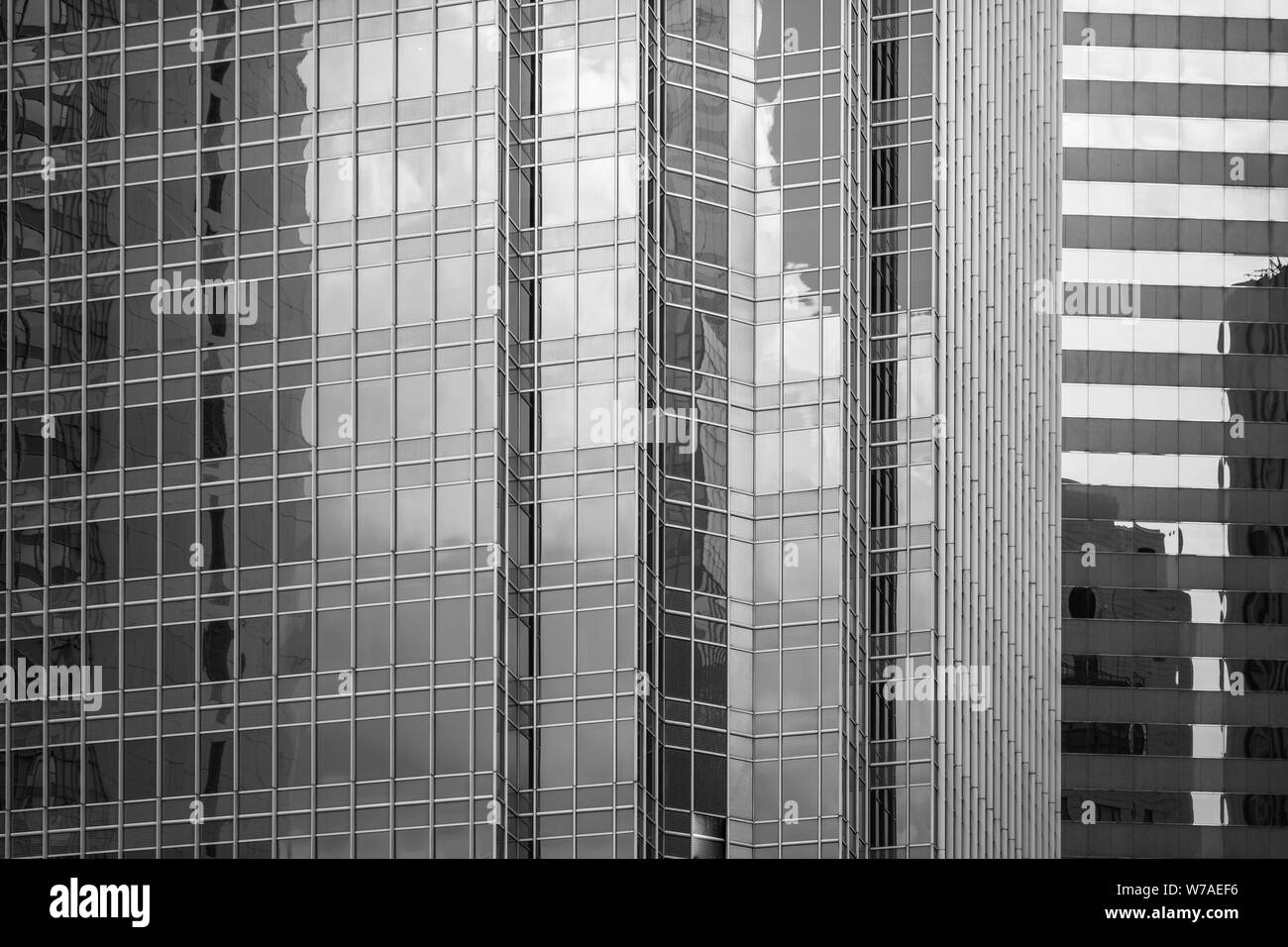 Hong Kong Commercial Building Close Up; Black and White style Stock ...