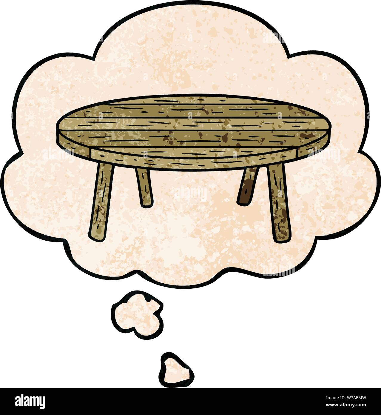cartoon table with thought bubble in grunge texture style Stock Vector ...