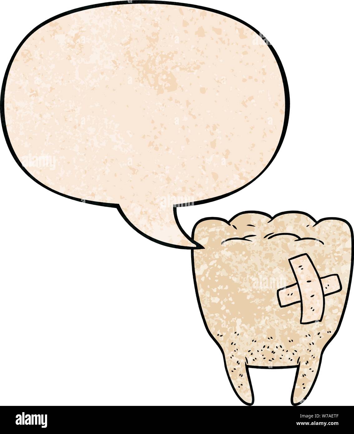 cartoon bad tooth with speech bubble in retro texture style Stock ...
