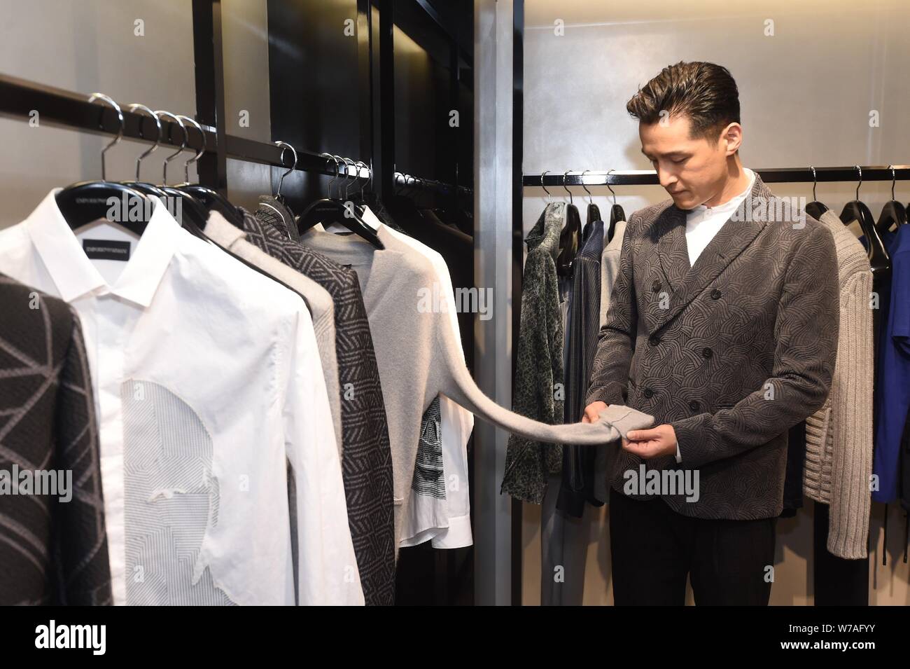 Chinese actor Hu Ge attends a party for Emporio Armani in Hong Kong ...