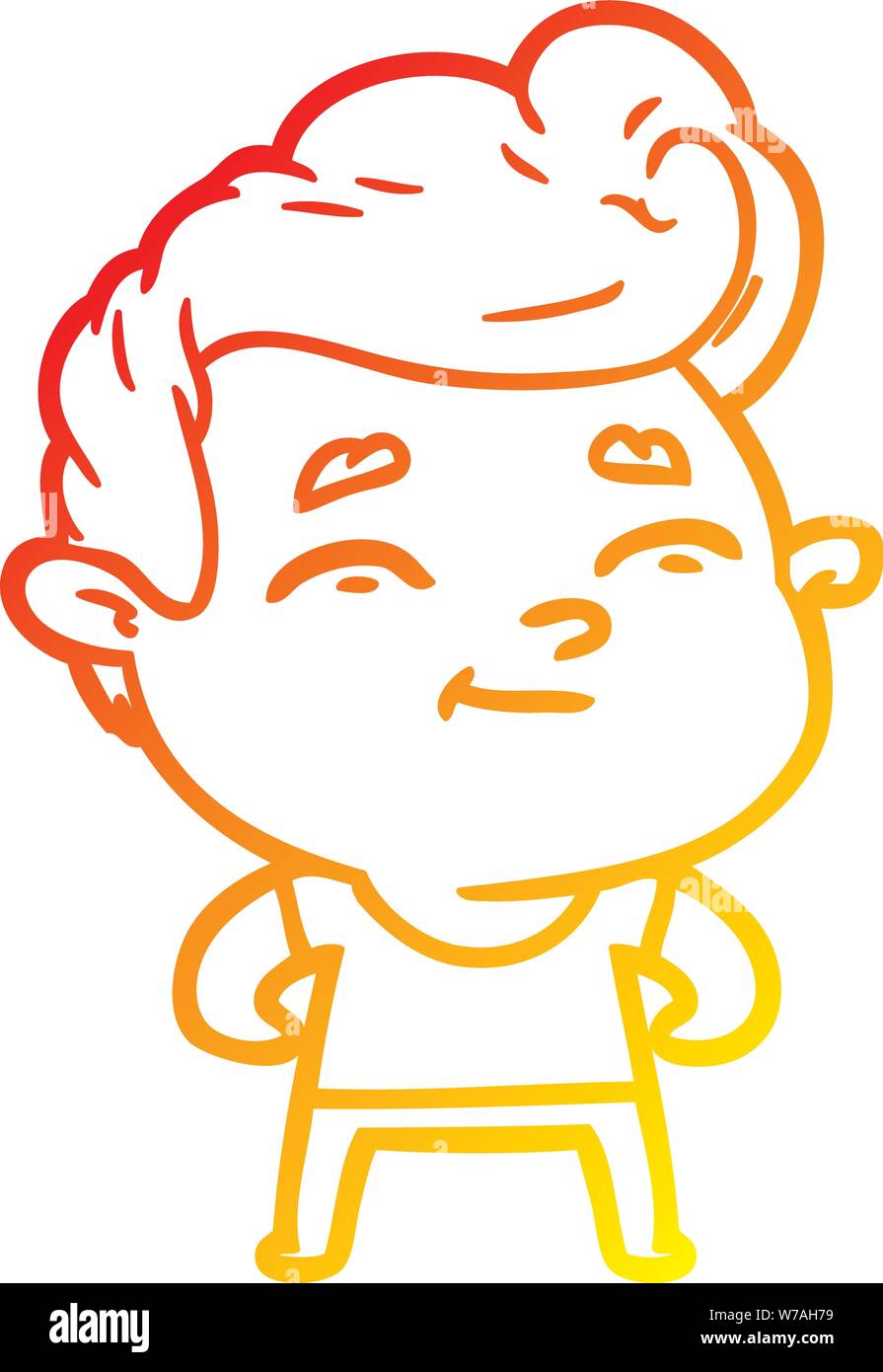 warm gradient line drawing of a happy cartoon man Stock Vector Image ...