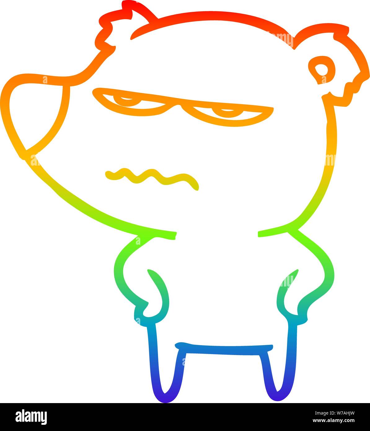 rainbow gradient line drawing of a angry bear polar cartoon Stock ...