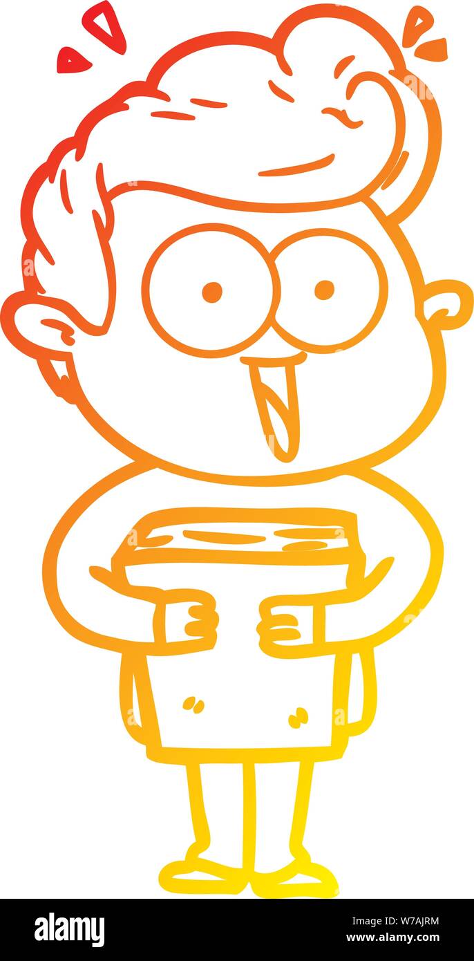 warm gradient line drawing of a cartoon man with book Stock Vector ...