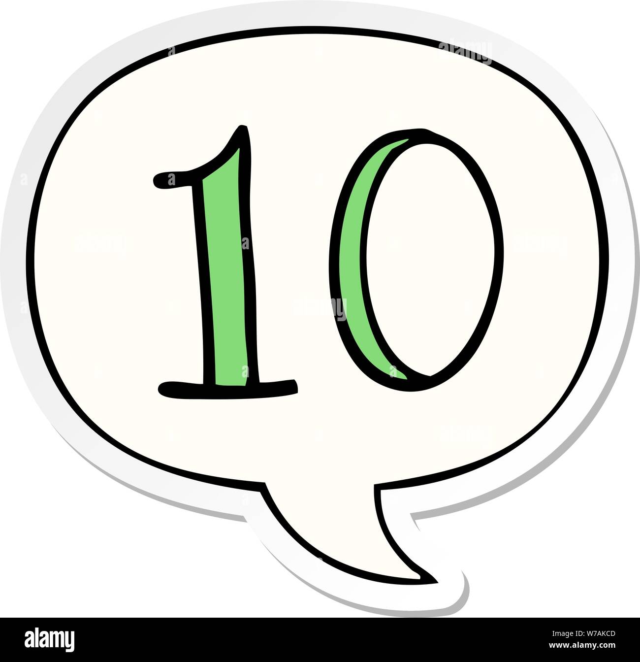 cartoon number 10 with speech bubble sticker Stock Vector Image & Art ...