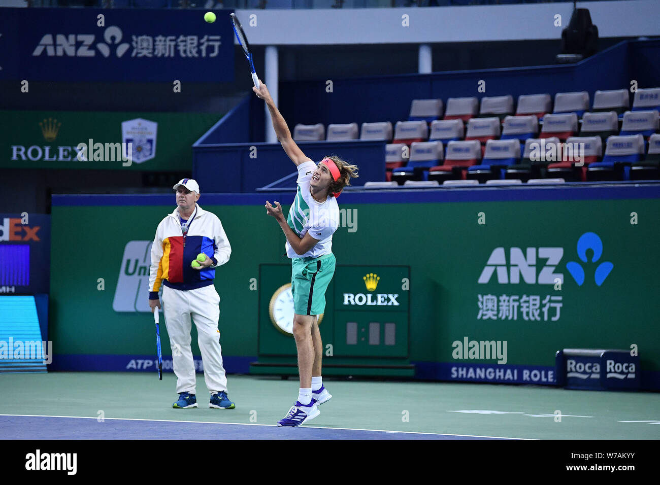 German tennis player Alexander Zverev takes part in a training session for the Shanghai Rolex ...