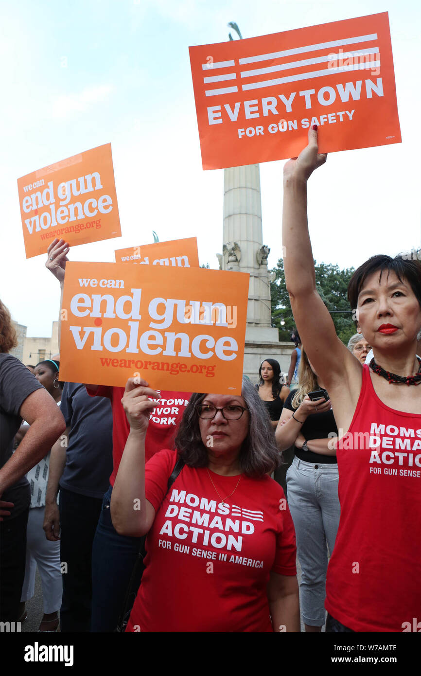 Brooklyn, NY, USA. 5th Aug, 2019. Women hold signs that says ''We can ...
