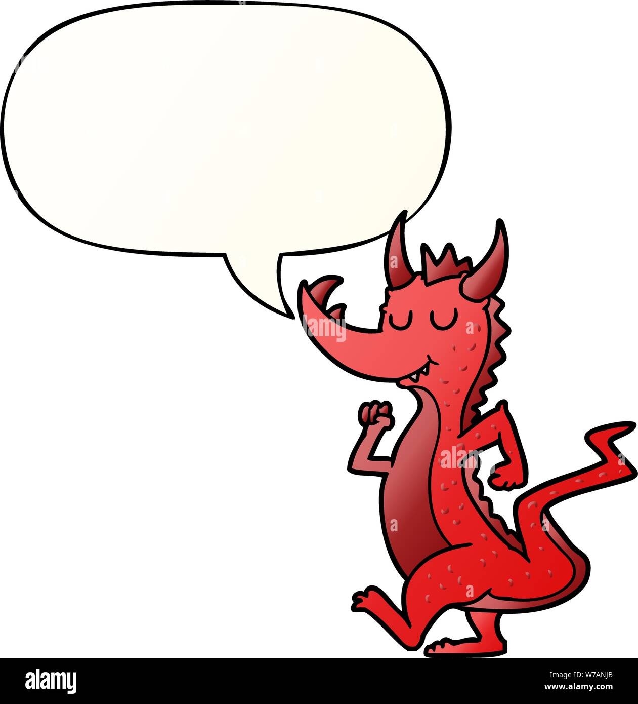 cartoon cute dragon with speech bubble in smooth gradient style Stock ...