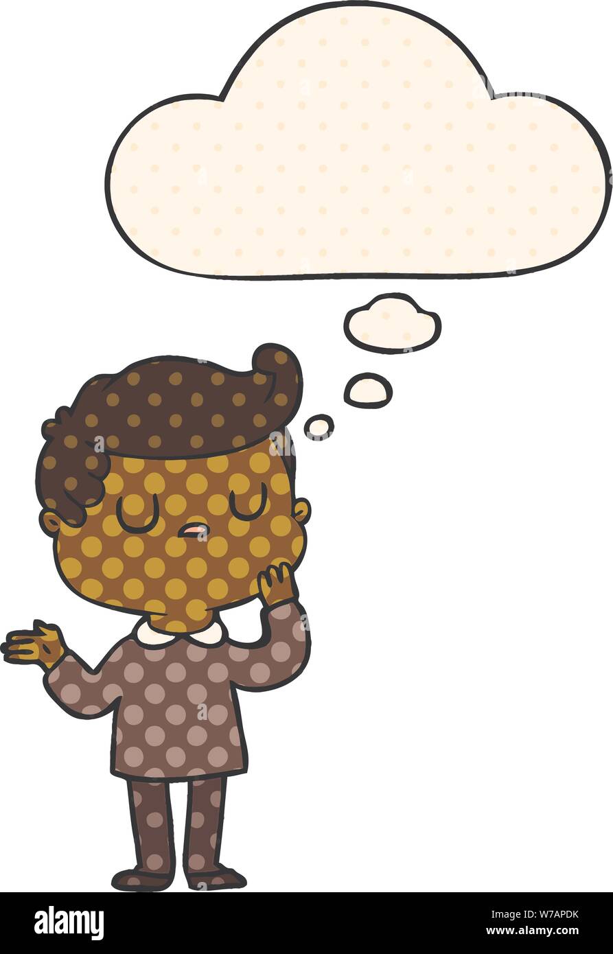 cartoon man wondering with thought bubble in comic book style Stock ...