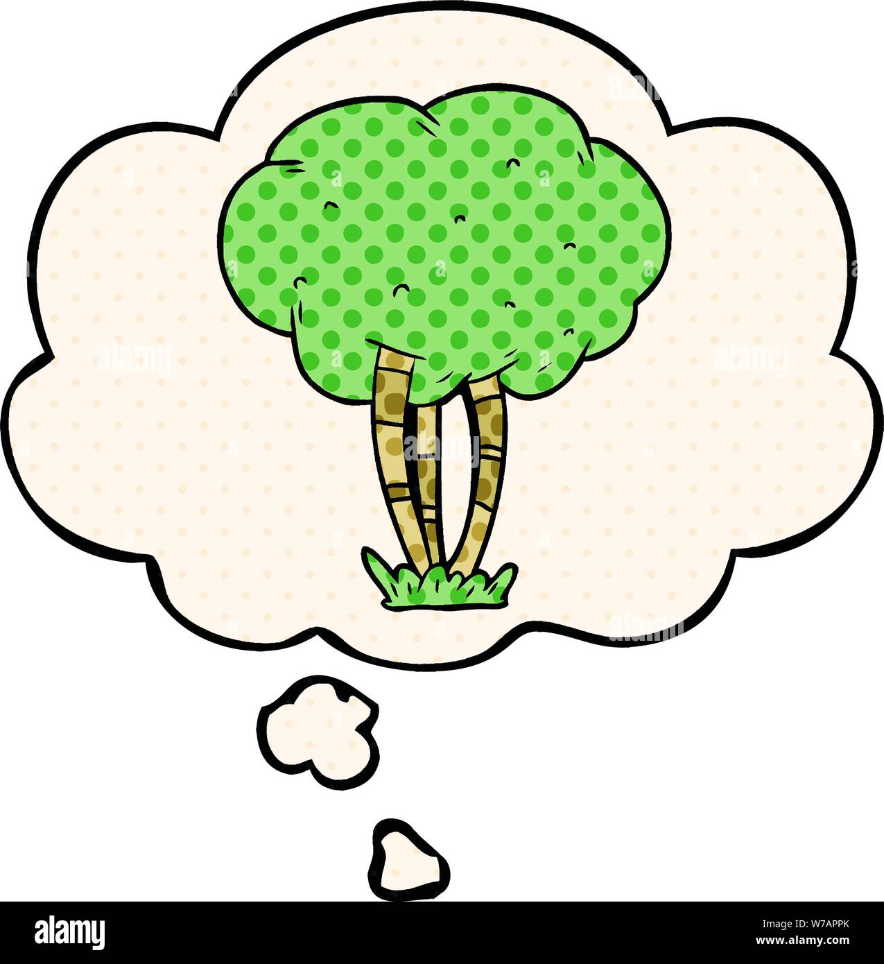 cartoon tree with thought bubble in comic book style Stock Vector Image ...