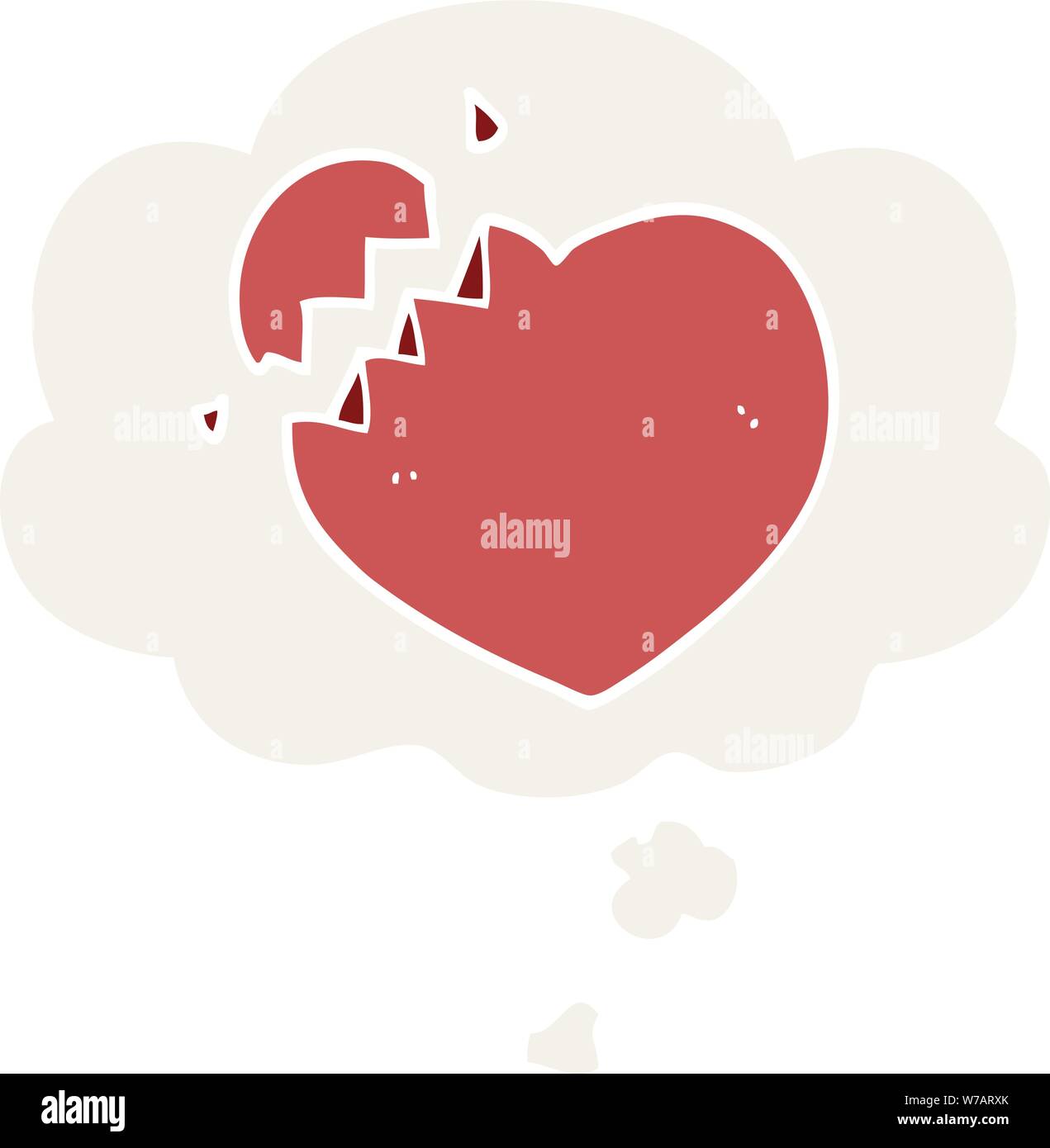 cartoon broken heart with thought bubble in retro style Stock Vector ...
