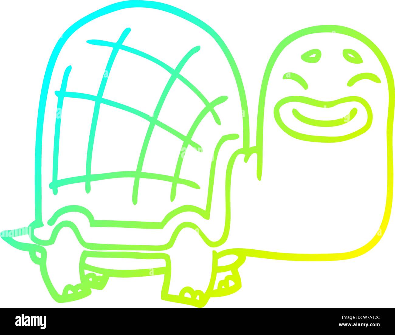 cold gradient line drawing of a cartoon happy turtle Stock Vector Image ...