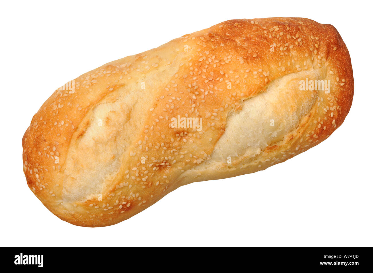 single sesame seed bread isolated on white background Stock Photo - Alamy