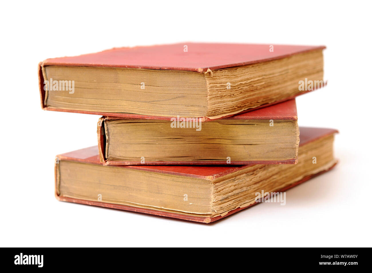 three antique books on a white background Stock Photo - Alamy