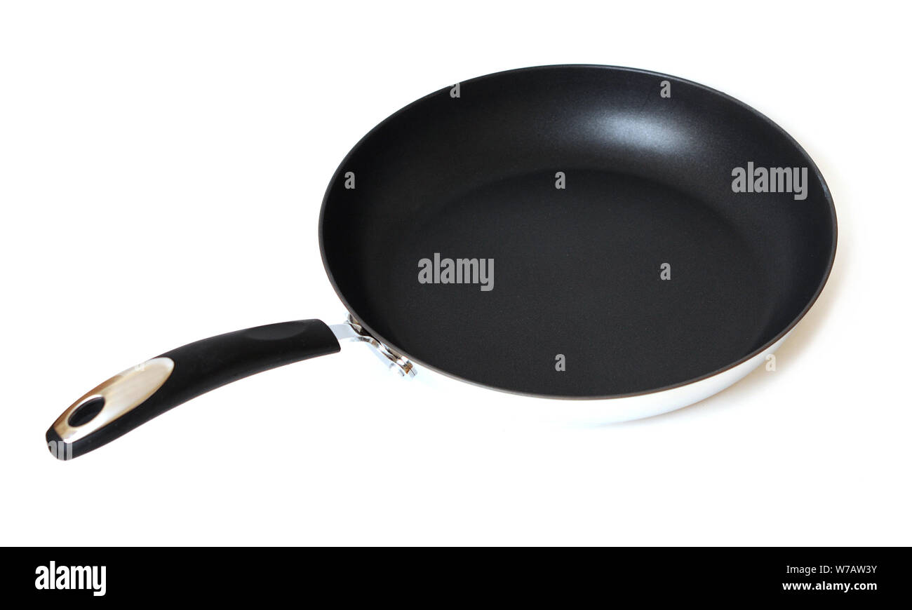 a nonstick frying pan on a white background Stock Photo - Alamy