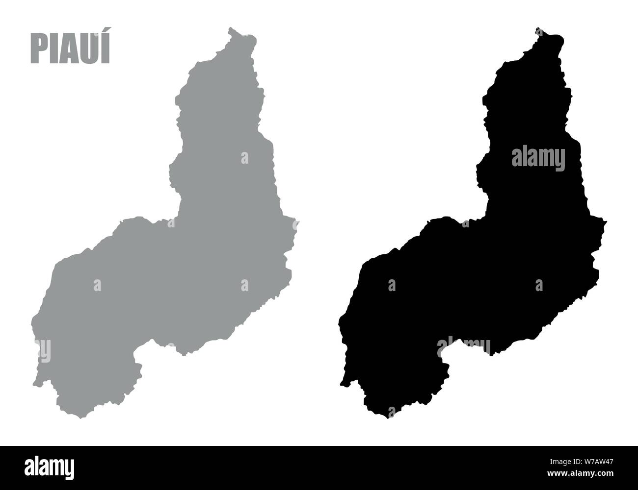 Piaui State silhouette maps isolated on white background Stock Vector ...