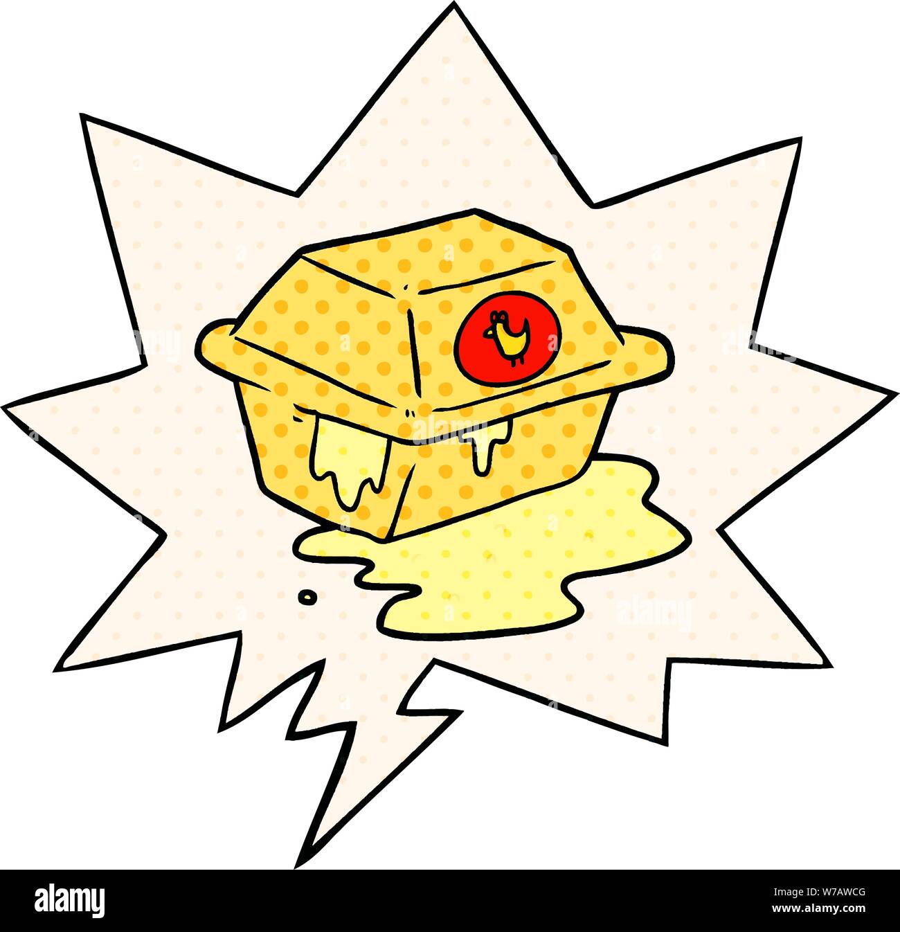 cartoon take out fried chicken with speech bubble in comic book style ...