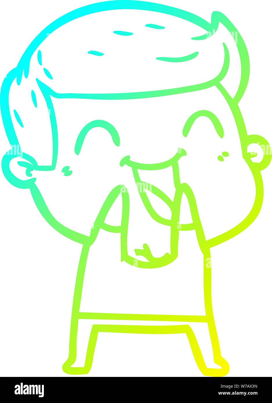 cold gradient line drawing of a cartoon man laughing Stock Vector Image ...