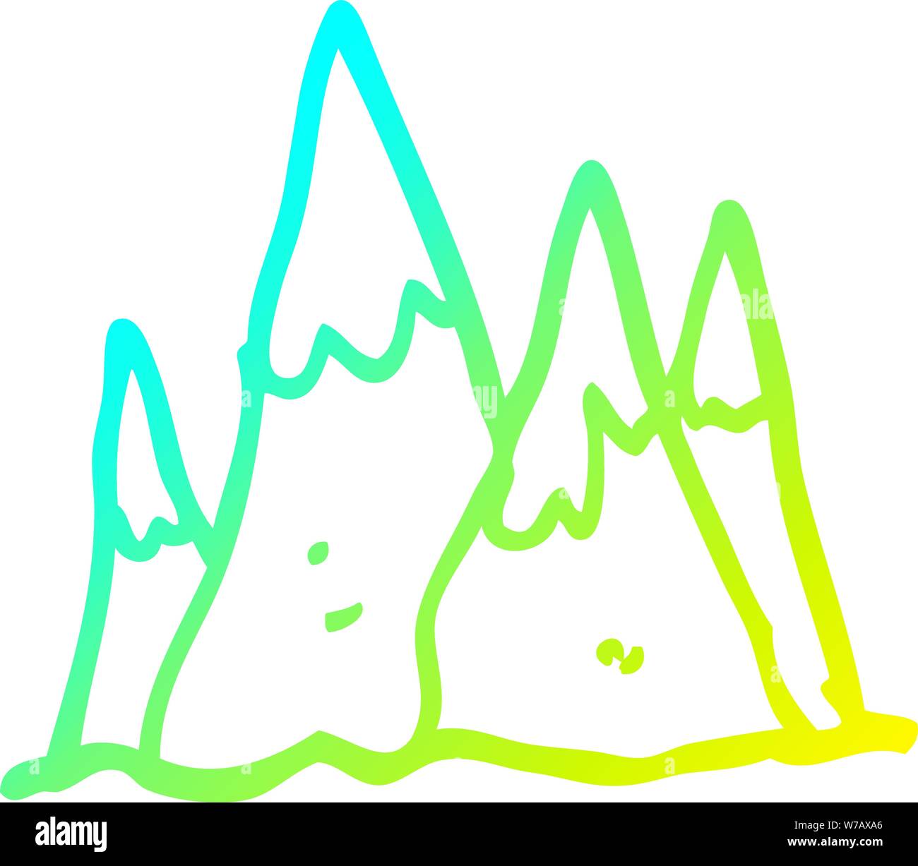 cold gradient line drawing of a cartoon tall mountains Stock Vector ...