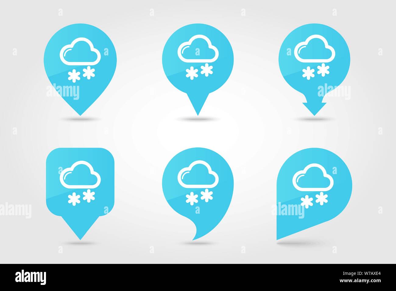 Cloud with Snow outline pin map icon. Map pointer. Map markers ...