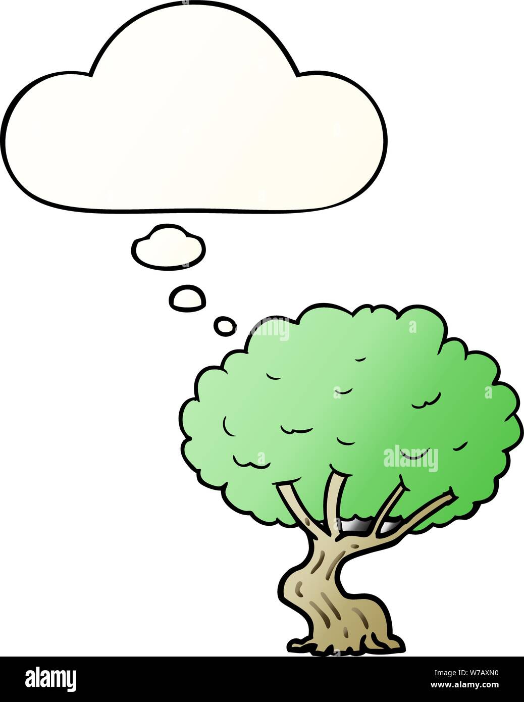 cartoon tree with thought bubble in smooth gradient style Stock Vector ...