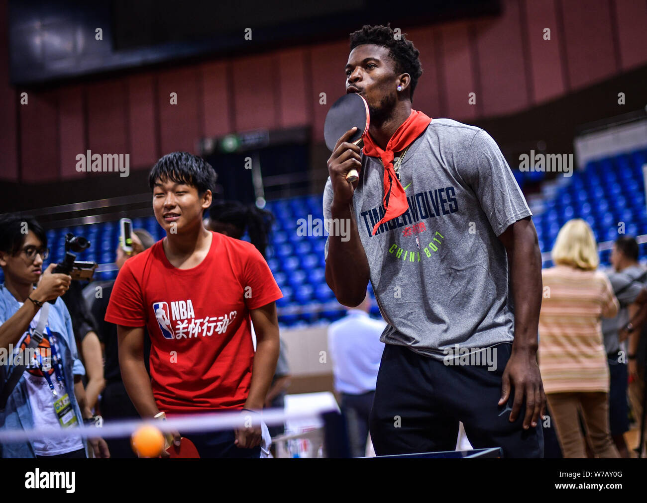 American professional basketball player Jimmy Butler, right, of the ...