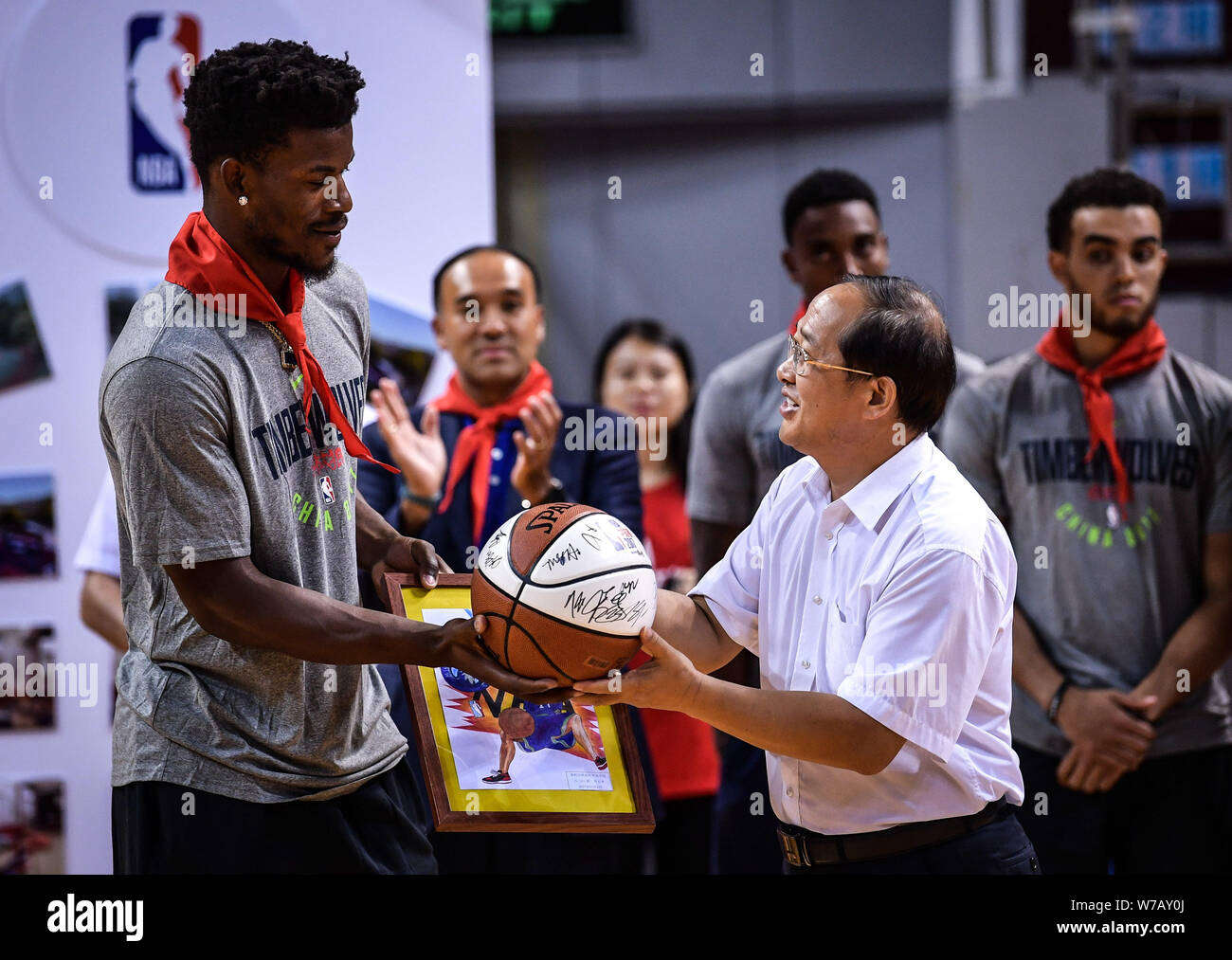 American professional basketball player Jimmy Butler, left, of the ...