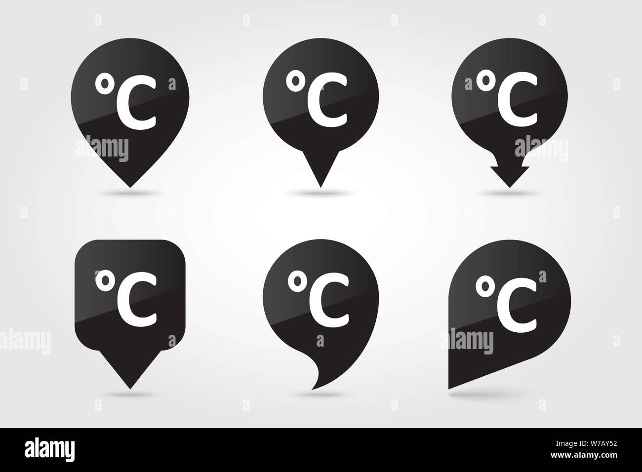 Degrees Celsius outline pin map icon. Map pointer. Map markers ...