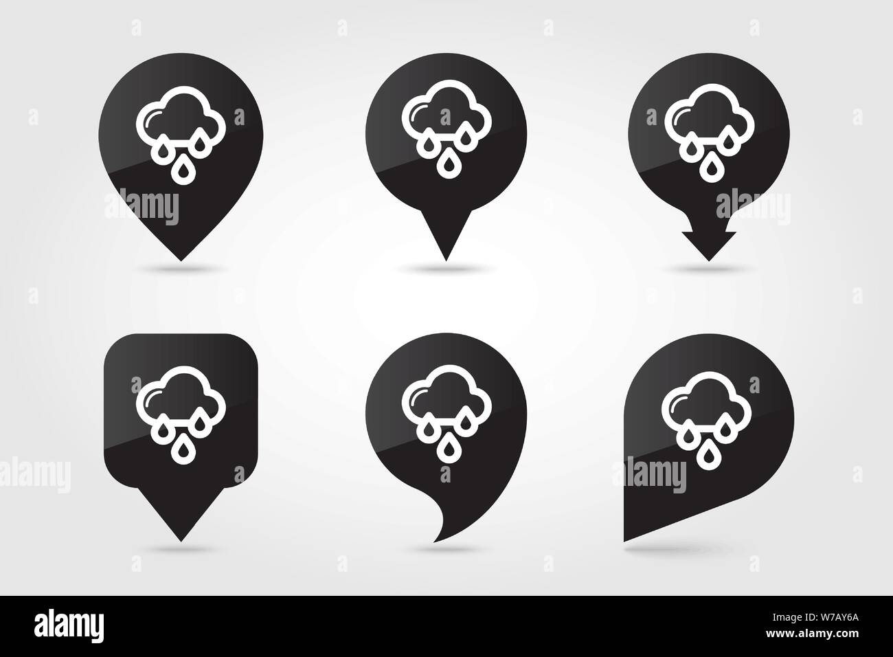 Rain Cloud Rainfall outline pin map icon. Map pointer. Map markers ...