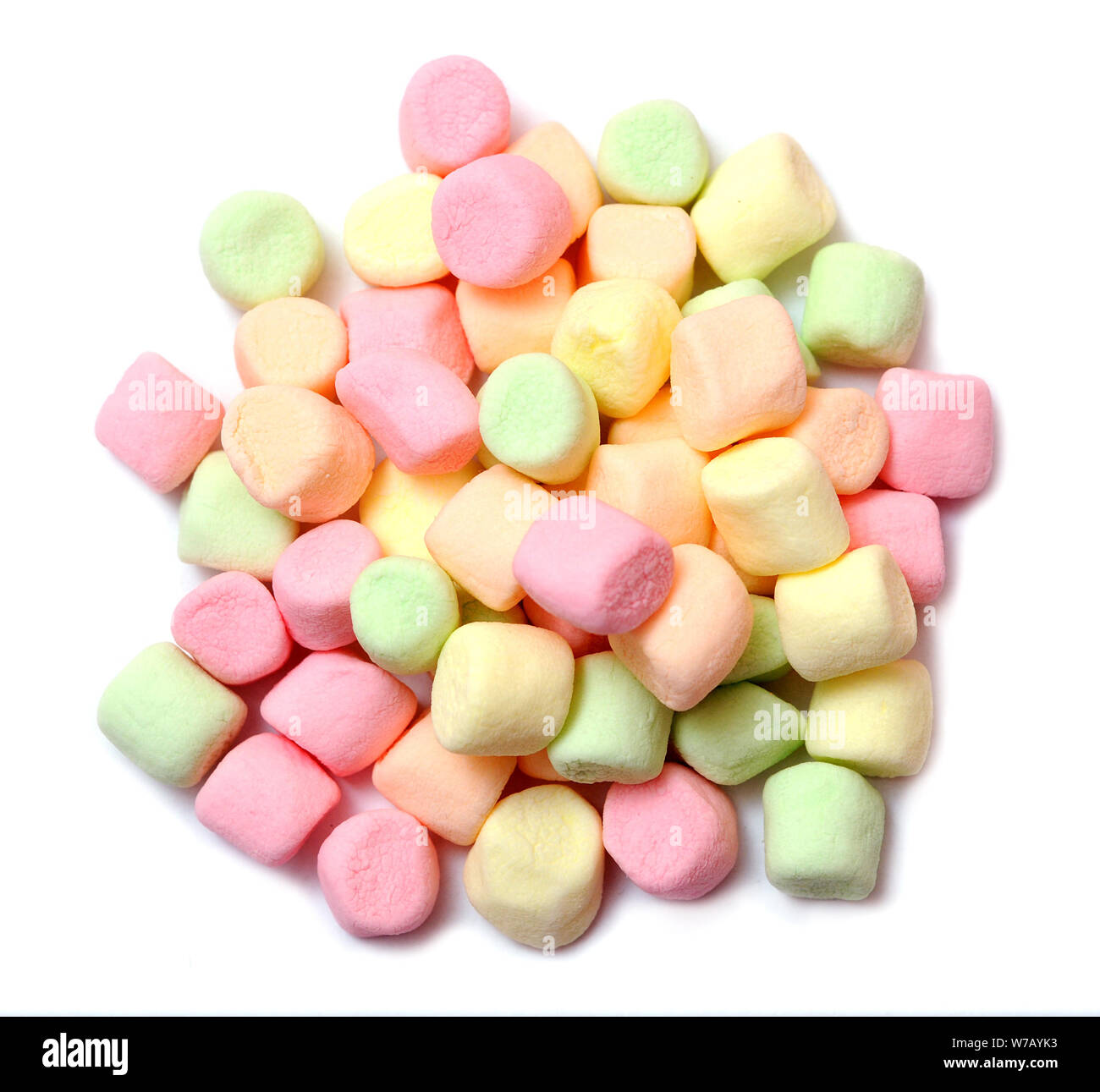 a group of colorful marshmallow on white Stock Photo - Alamy