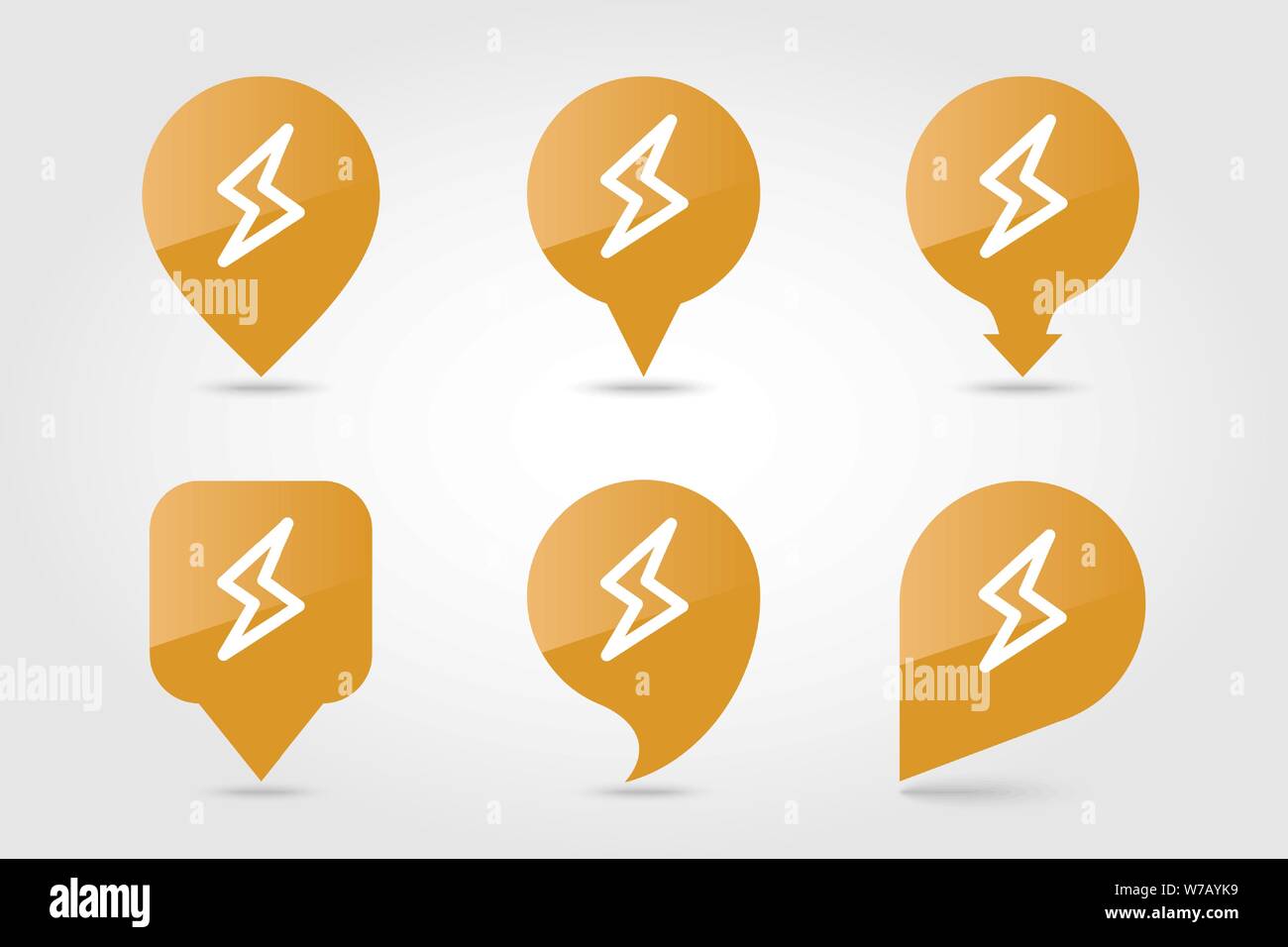 Lightning outline pin map icon. Map pointer. Map markers. Meteorology ...