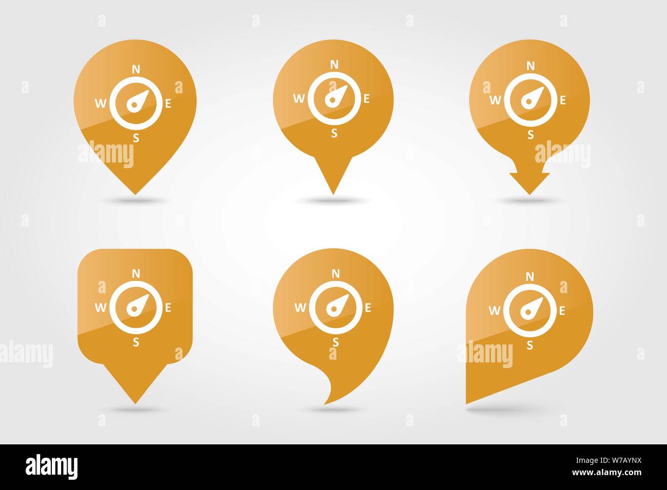 Compass wind rose outline pin map icon. Map pointer. Map markers ...