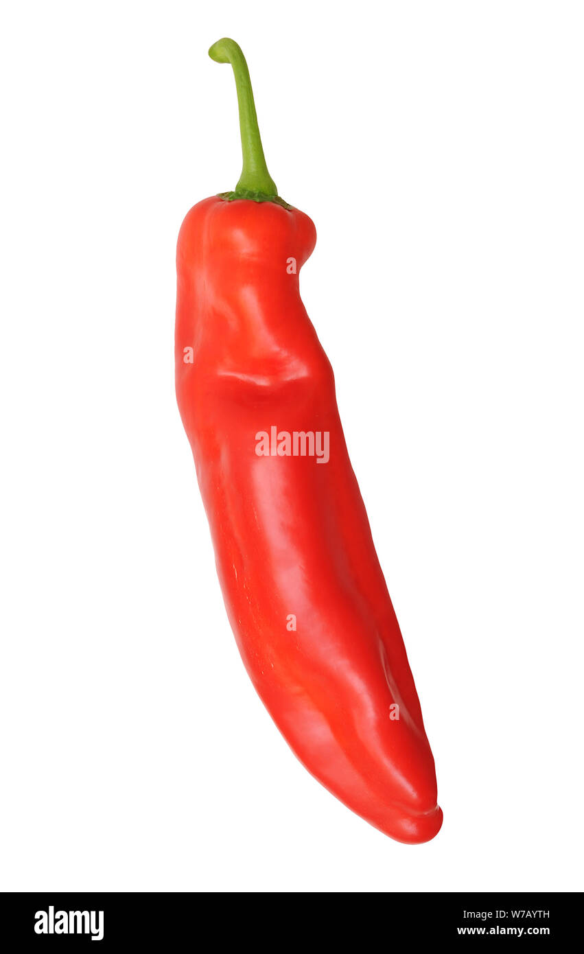 single sweet red pepper isolate on white background Stock Photo - Alamy