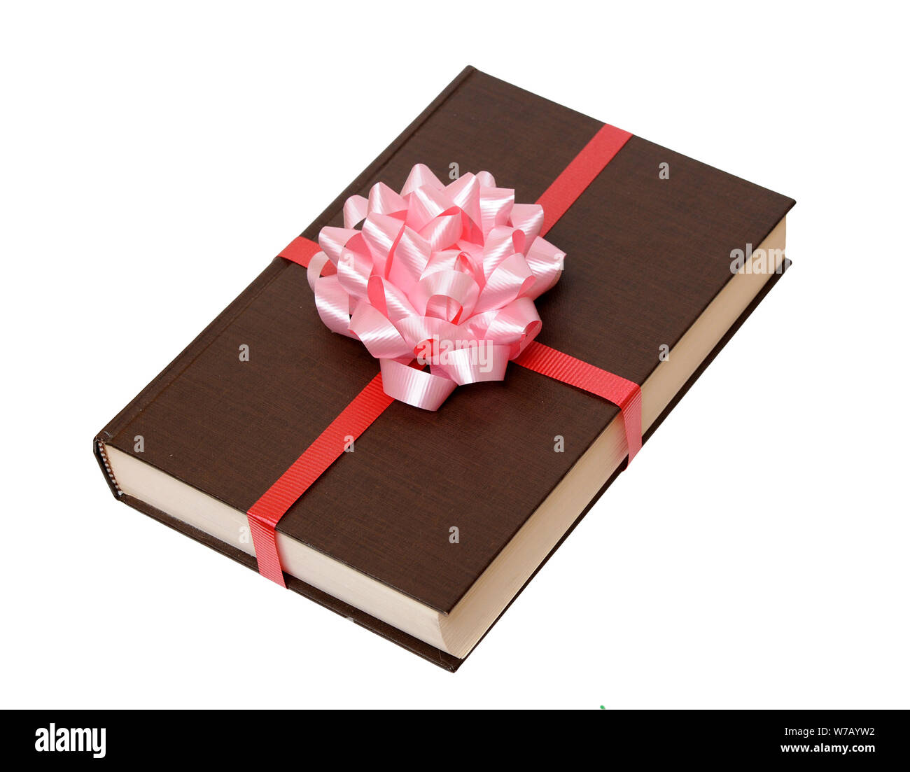 brown book and bow isolated on white background Stock Photo - Alamy