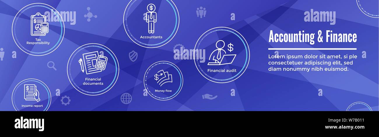 Accountant / Accounting Icon Set and Web Header Banner Stock Vector ...