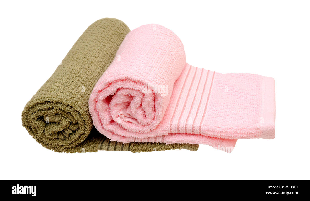 two towels isolated on white background Stock Photo - Alamy