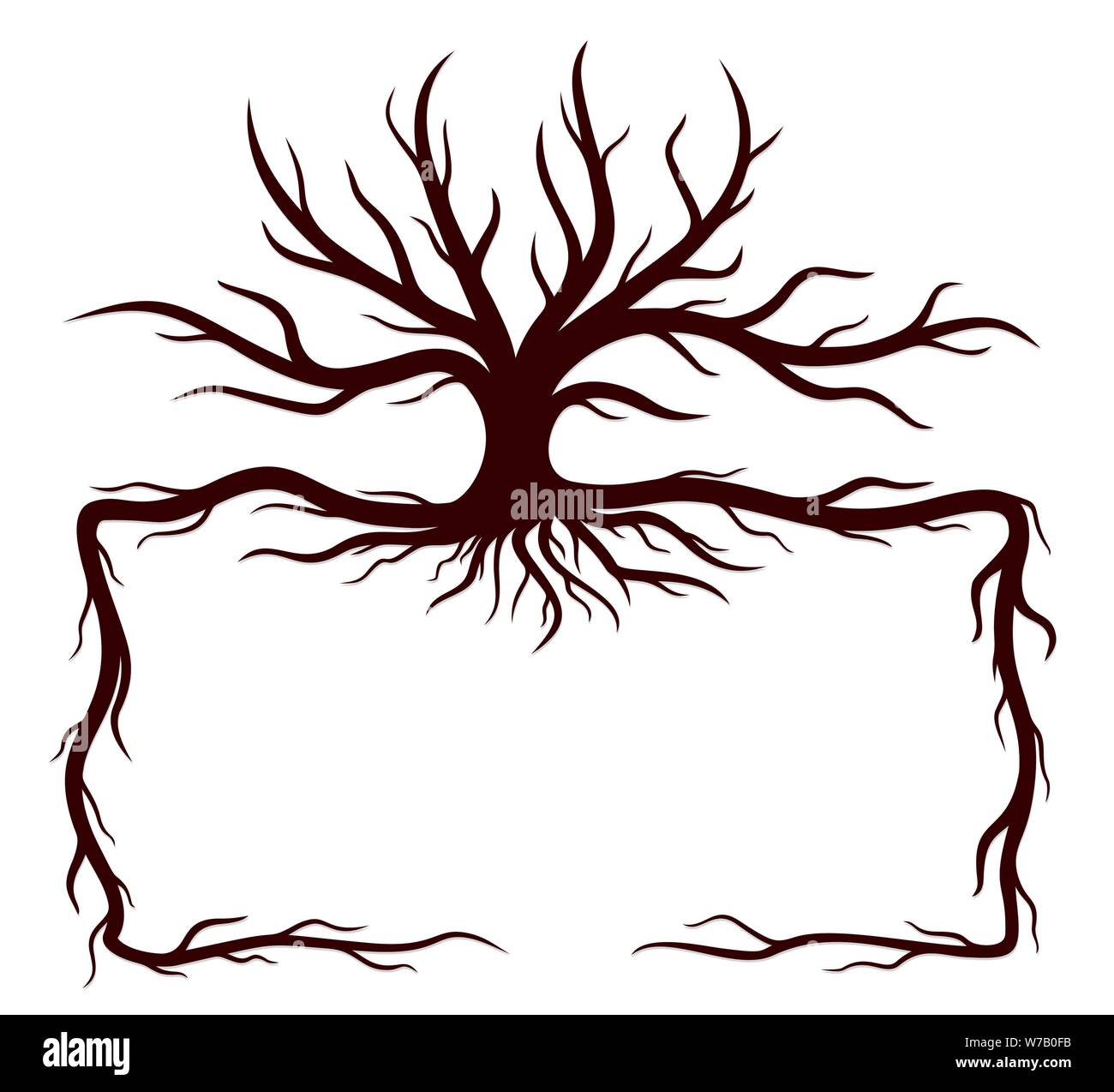 A frame with a big tree with roots Stock Vector Image & Art - Alamy