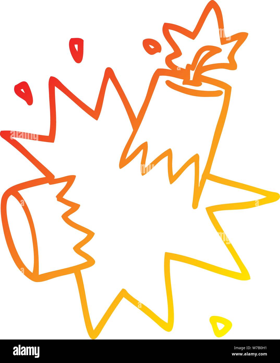 warm gradient line drawing of a cartoon dynamite Stock Vector Image ...