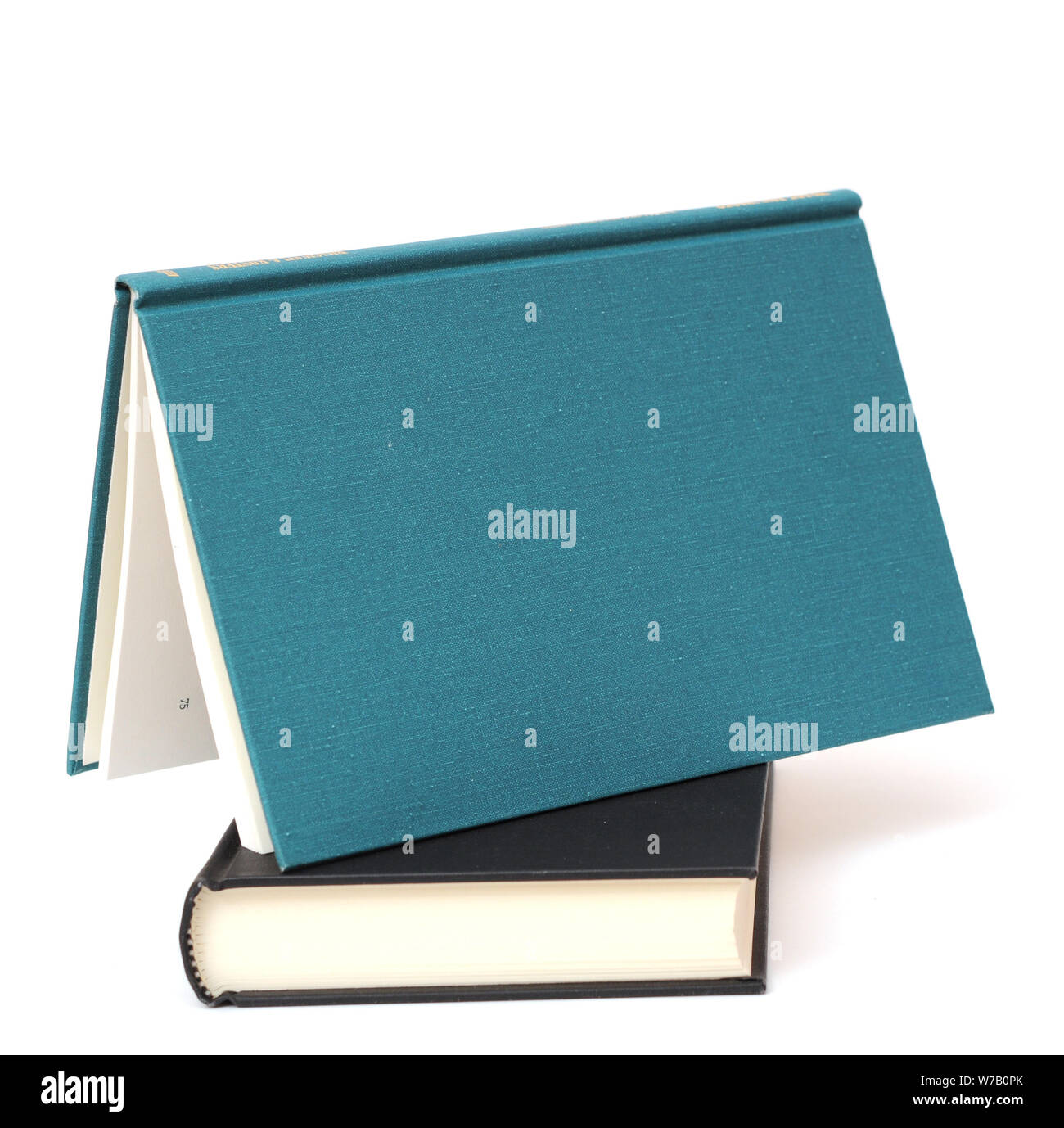 blue and brown books on white background Stock Photo - Alamy