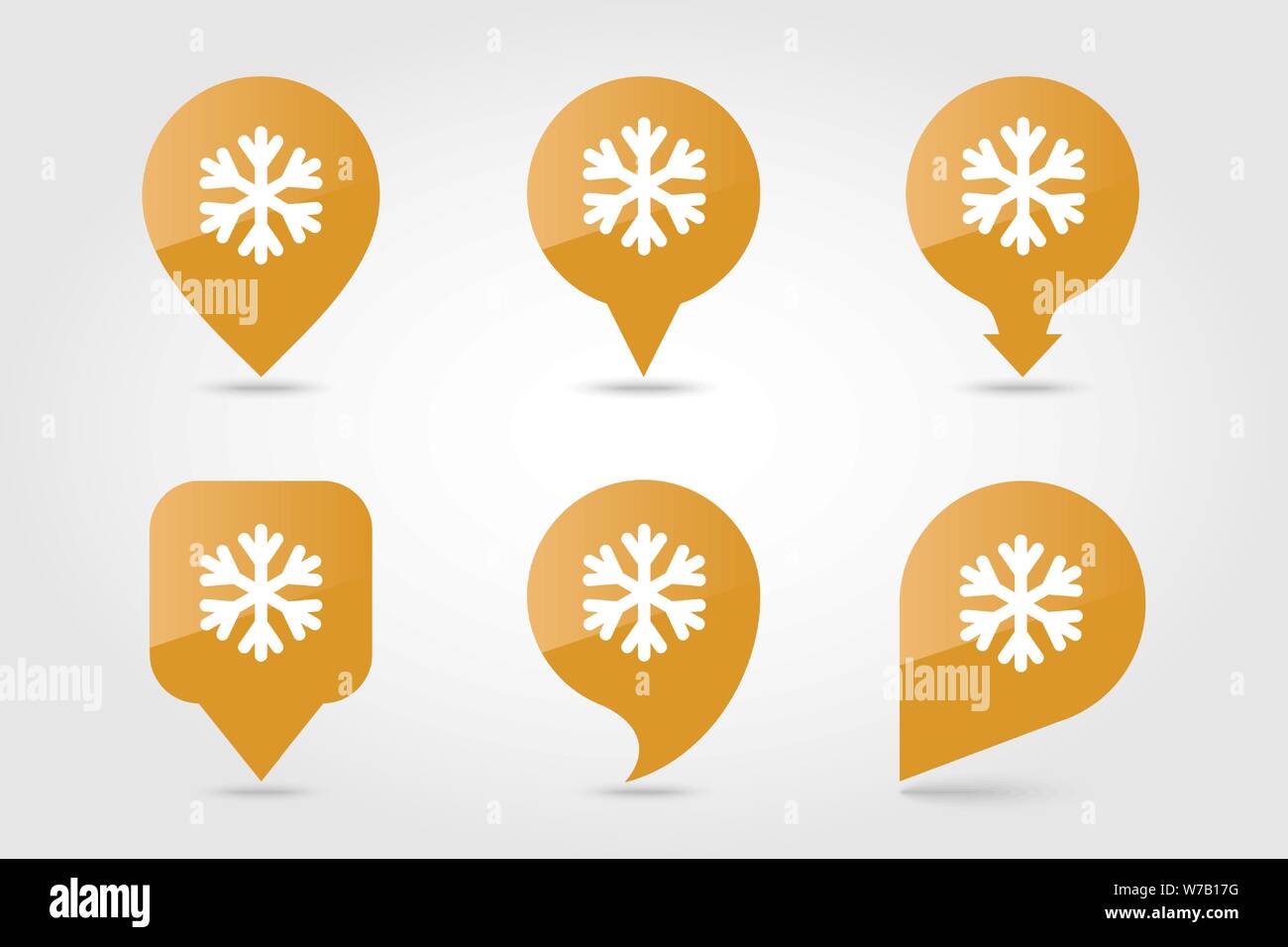 Snowflake Snow outline pin map icon. Map pointer. Map markers ...