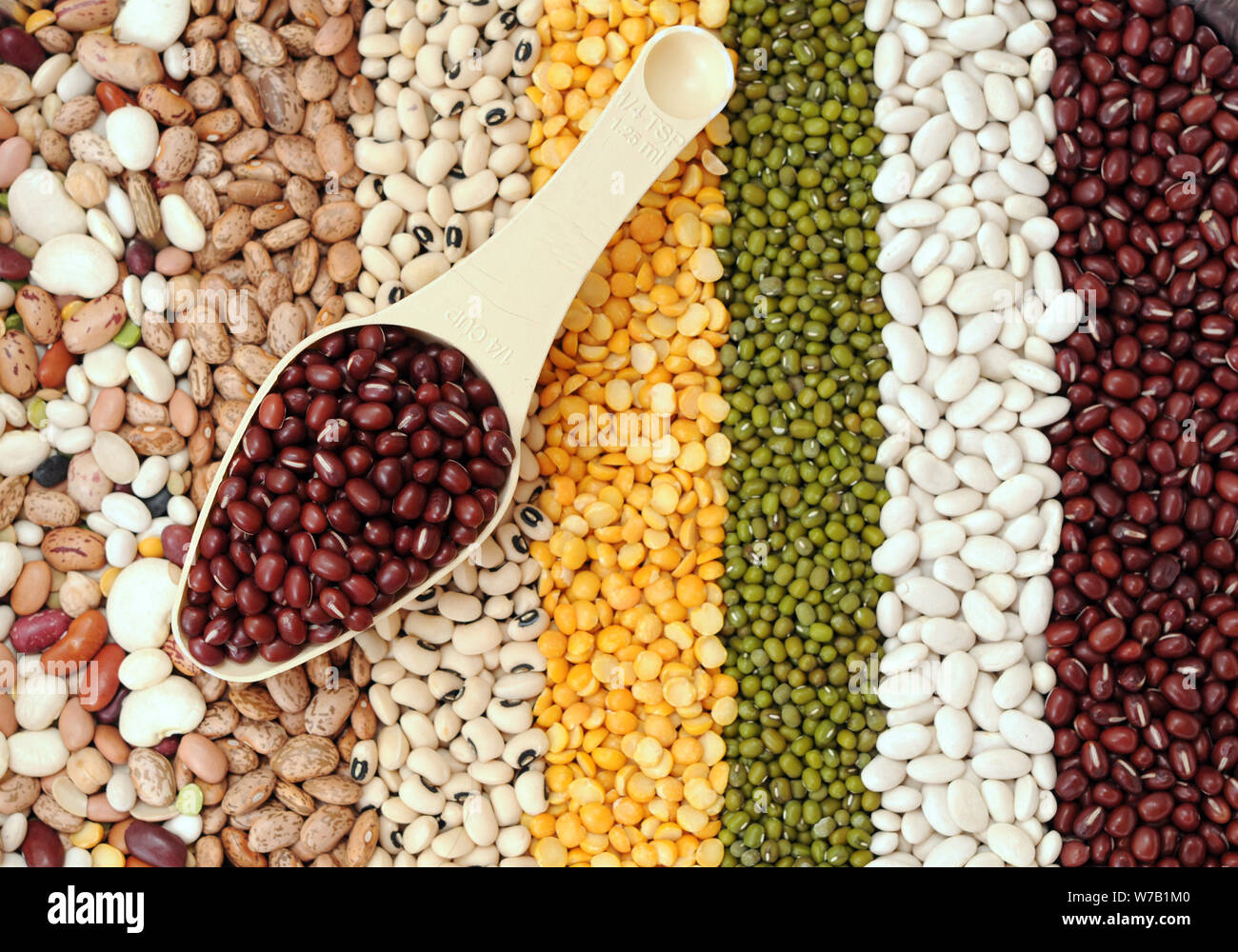 red bean in scoop with mix bean and pea for background uses Stock Photo ...